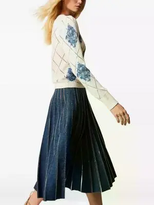 TWINSET Pleated Denim Skirt