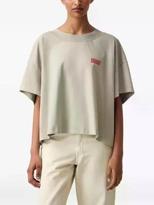 American Vintage Cropped Cotton T-shirt - Grey