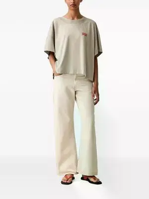 American Vintage Cropped Cotton T-shirt With Logo Detail