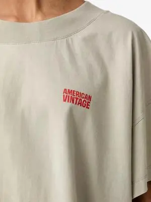 American Vintage Cropped Cotton T-shirt With Logo Detail