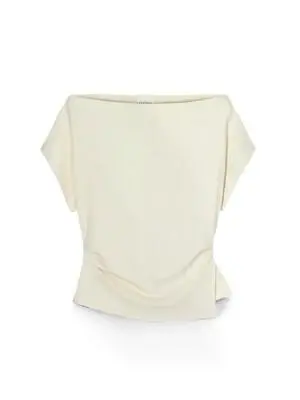 Closed Draped Boat-neck Blouse