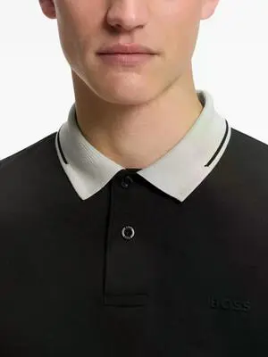 BOSS Tipped-trim Polo Shirt - Black