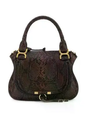 Chloé Small Marcie Snake-effect Leather Tote Bag - Brown