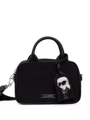 Karl Lagerfeld Logo-strap Luggage-tag Shoulder Bag - Black