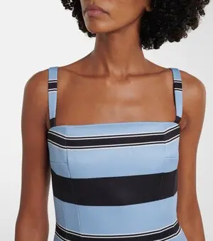 EMILIA WICKSTEAD Regina Striped Taffeta Faille Maxi Dress - Blue