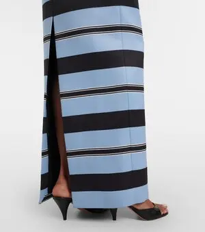 EMILIA WICKSTEAD Regina Striped Taffeta Faille Maxi Dress - Blue