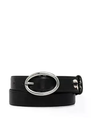 Karl Lagerfeld Ikonik Patch Leather Belt - Black