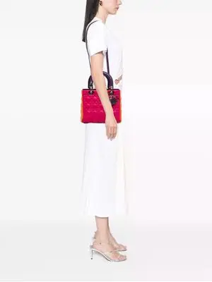 Dior Lambskin Cannage Lady Satchel - Orange