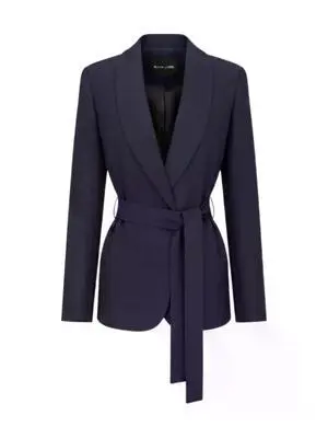 Black Label Belted Long-sleeve Blazer