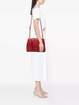 Prada Saffiano Lux Galleria Double Zip Satchel - Red