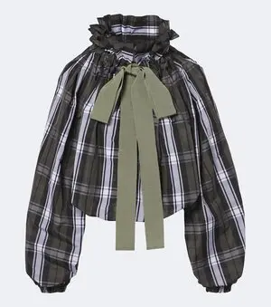 PATOU Bow-detail Checked Top - Black