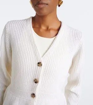 Jardin Des Orangers Peplum V-neck Cardigan - White