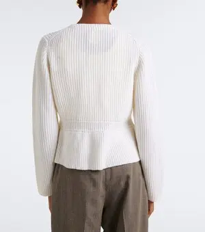 Jardin Des Orangers Peplum V-neck Cardigan - White