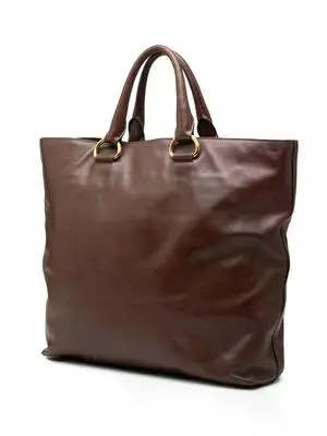 Prada 2010-2026 Soft Calf Open Convertible Tote Satchel - Brown