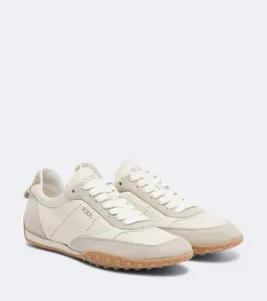 TOD'S Suede-trimmed Leather Sneakers