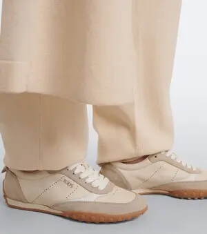 TOD'S Suede-trimmed Leather Sneakers