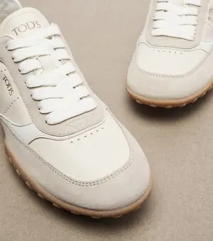 TOD'S Suede-trimmed Leather Sneakers