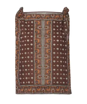 DÔEN Amalia Printed Cotton Voile Top With Tie Shoulder Straps - Brown