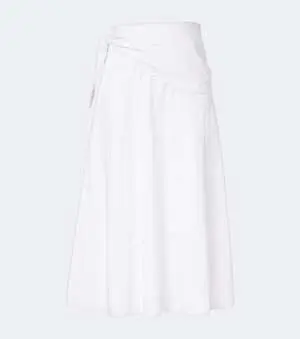 Vince Scarf-detail Cotton Poplin Midi Skirt - White