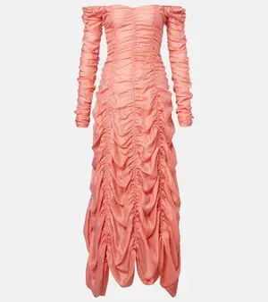 Khaite Judith Ruched Voile Cocktail Dress - Pink