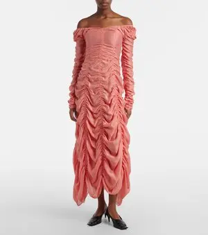 Khaite Judith Ruched Voile Cocktail Dress - Pink