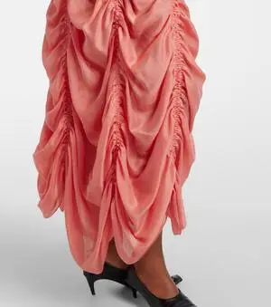 Khaite Judith Ruched Voile Cocktail Dress - Pink