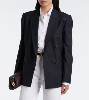 NILI LOTAN Leston Pinstriped Wool Blazer - Blue