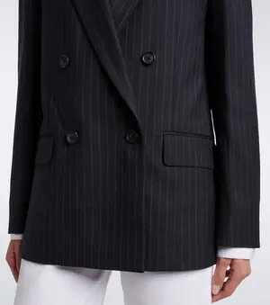NILI LOTAN Leston Pinstriped Wool Blazer - Blue
