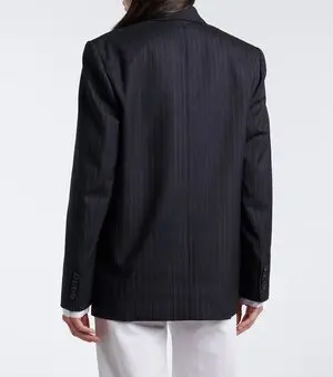 NILI LOTAN Leston Pinstriped Wool Blazer - Blue
