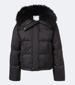 YVES SALOMON Doudoune Shearling-trimmed Down Jacket - Black