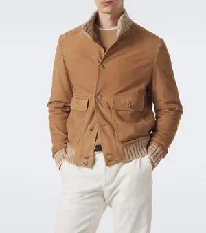 Fedeli Cashmere-trimmed Suede Jacket