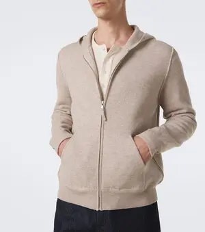 ALLUDE Knitted Wool And Cashmere Zip-up Hoodie