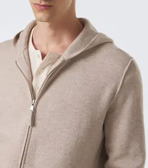 ALLUDE Knitted Wool And Cashmere Zip-up Hoodie