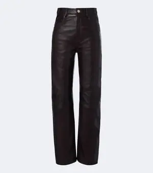 ARMA Leather Wide-leg Pants - Brown