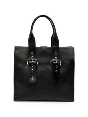 VIVIENNE WESTWOOD Alex Buckle-detail Leather Tote Bag - Black
