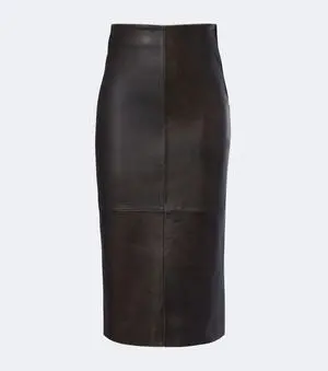 ARMA Leather Pencil Skirt - Brown