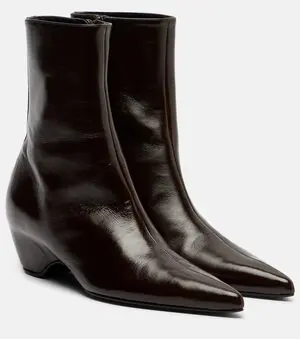 Khaite Sybil Leather Ankle Boots - Brown