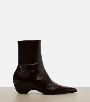 Khaite Sybil Leather Ankle Boots - Brown