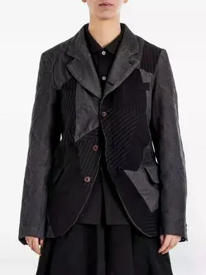 Comme Des Garçons Patchwork Pinstriped Blazer - Black