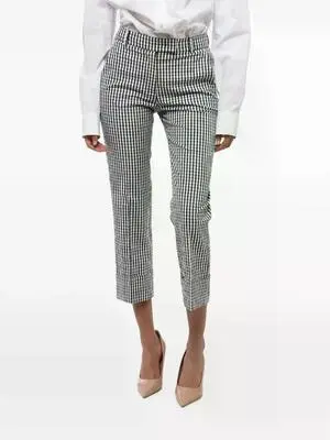 QL2 QUELLEDUE Gingham Turn-up Trousers - Blue