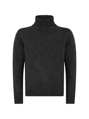 MOORER Roll-neck Flecked Sweater - Grey