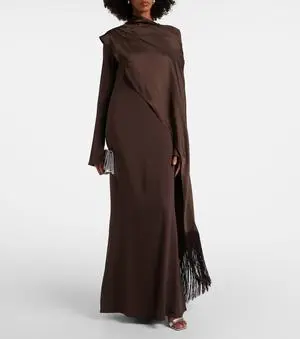 TALLER MARMO Mounia Cape Effect Gown - Brown