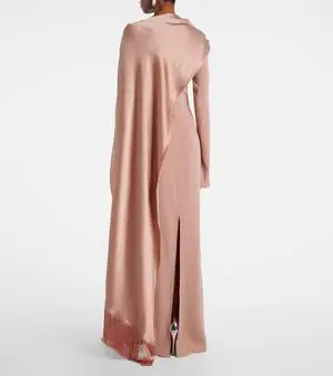 TALLER MARMO Mounia Cape Effect Gown - Pink