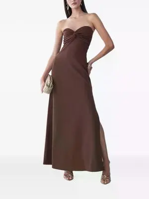 BWLDR Chase Twist-detail Strapless Maxi Dress - Brown