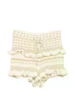 Zimmermann Ruffled Crochet-knit Shorts - Neutrals