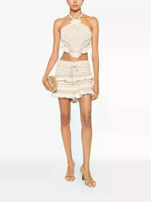 Zimmermann Ruffled Crochet-knit Shorts