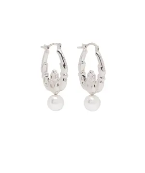 Simone Rocha Faux Pearl Hoop Earrings - Silver