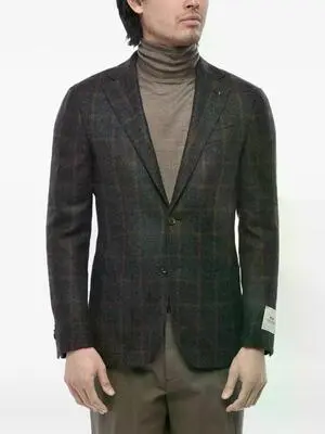 Corneliani Checked-pattern Single-breasted Blazer - Grey