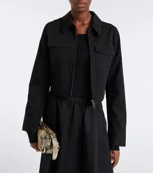 Vince Cropped Cotton Jacket With Zip-up Front