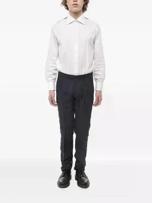 Corneliani Pleated Linen Trousers - Blue